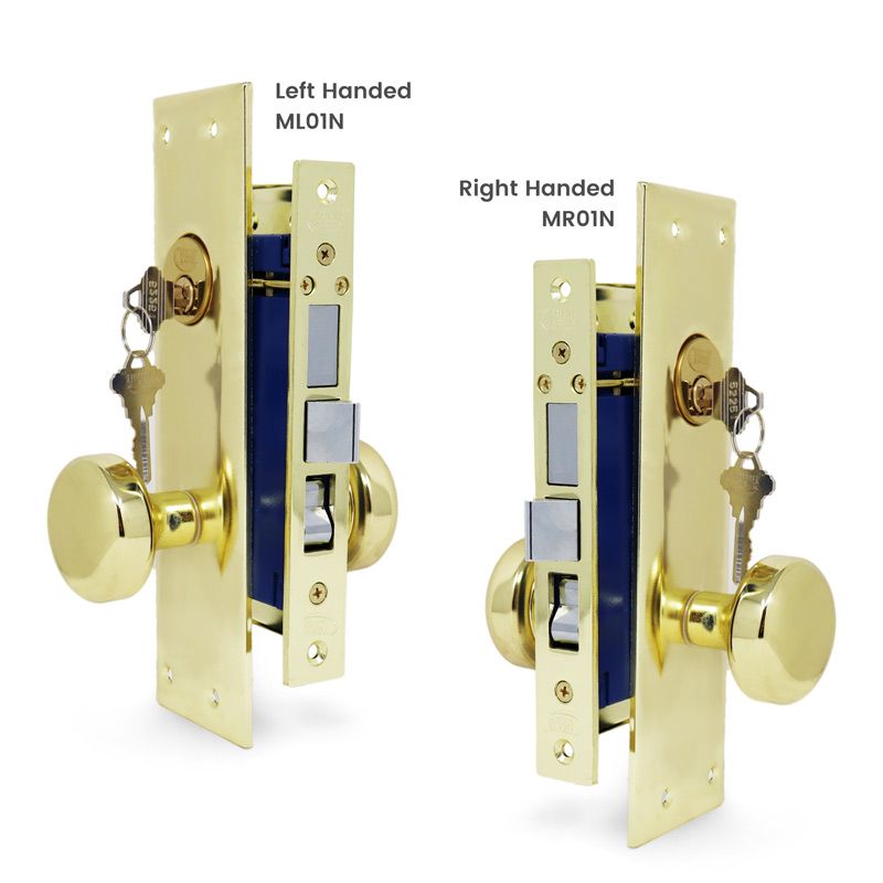 Mortise Keyed Door Lock Set Brass Finish 2 1 2 Backset 2 SC1 Keys With Spindle