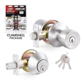 Combo Lock Entry Knob - Tulip Style and Deadbolt - Stainless Steel ...